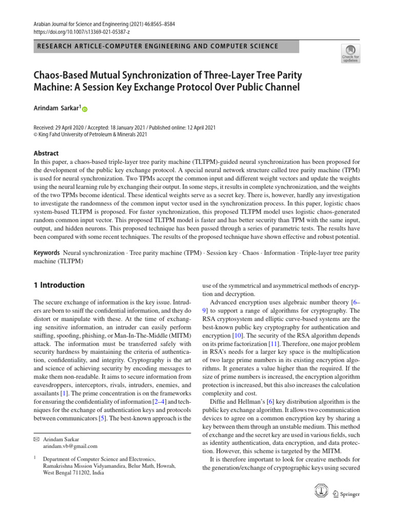 2021_Chaos-Based Mutual Synchronization THree-Layer TPM A Session Key Exchange Protocol Over ...