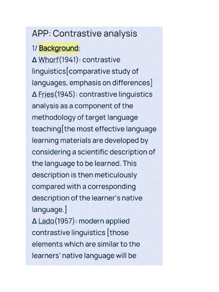 Contrastive Analysis - Applied Linguistics | PDF