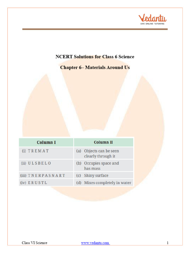 Ncert Solutions Class 6 Science Chapter 6 | PDF | Glasses | Cumin