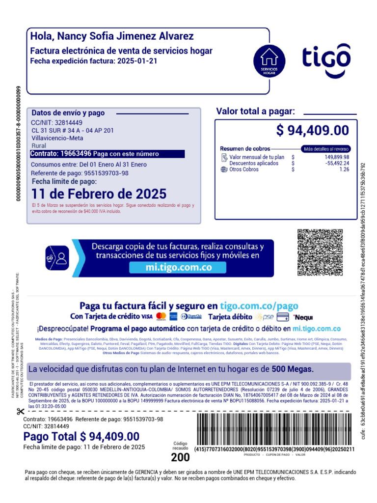 Factura Electrónica de Internet y Servicios | PDF | American Express ...