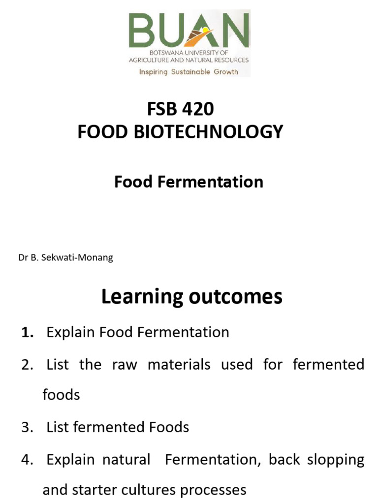 Unit 3 Food Fermentation | PDF | Lactic Acid | Fermentation
