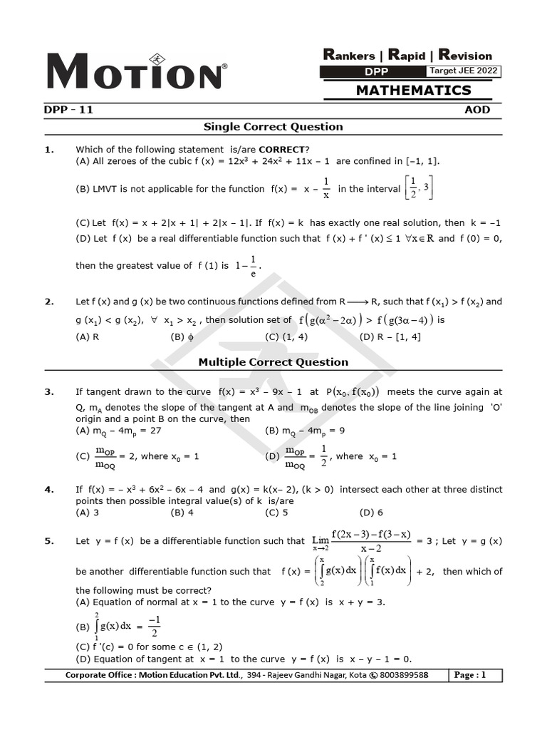 AOD - Questions | PDF | Function (Mathematics) | Slope
