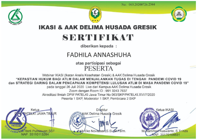 (1SKP) 10. Sertif Webinar Ikasi Aak Gresik | PDF