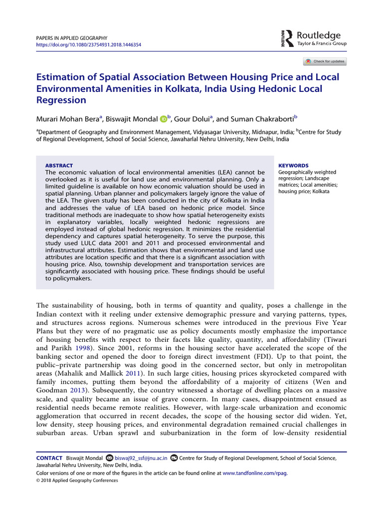 Estimationof Spatial Association Between Housing Priceand Local ...