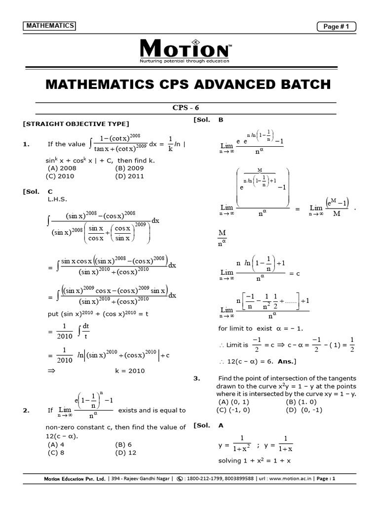 Question With Solution - 6 | PDF | Trigonometric Functions | Tangent