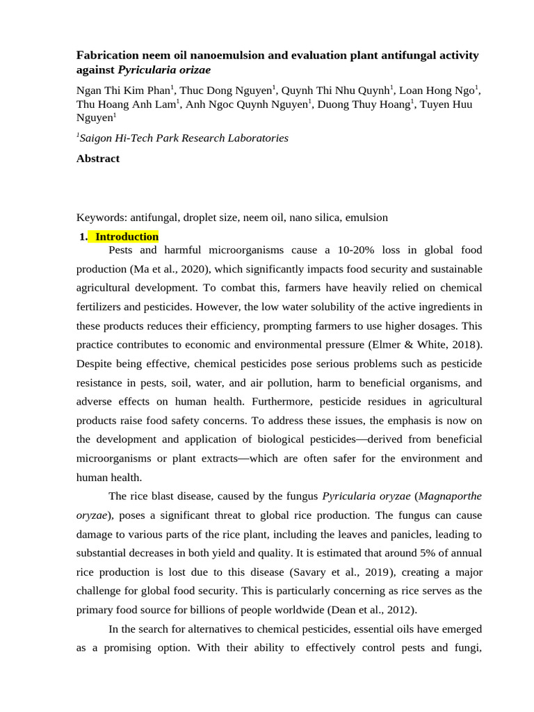 12.8fabrication Neem Oil Emulsion Combine Nanosilica and Evaluation Antifungal Activity | PDF ...