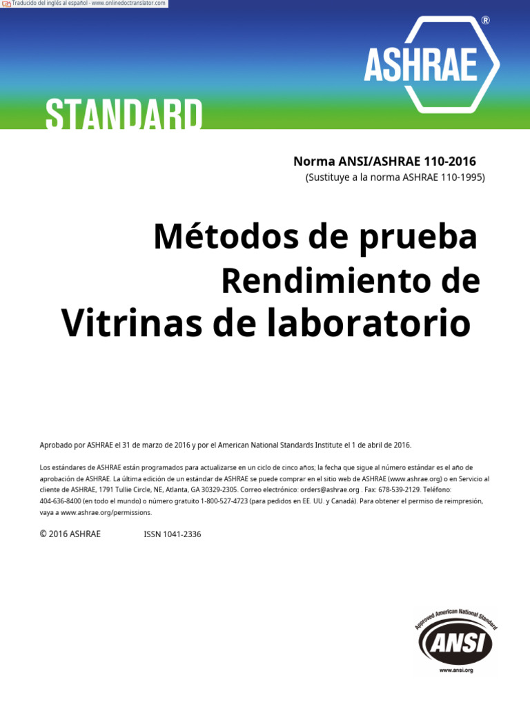 Ashrae-110-2016 en Es | PDF | Laboratorios | Gases