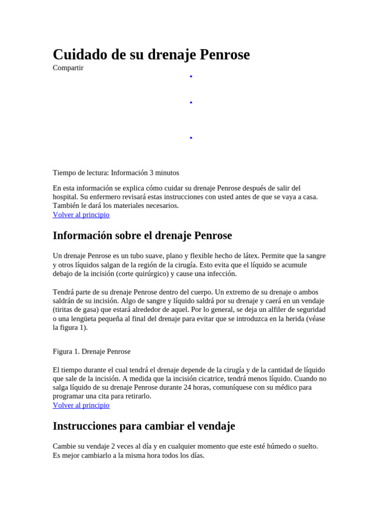 Cuidado de Su Drenaje Penrose | PDF | Cirugía