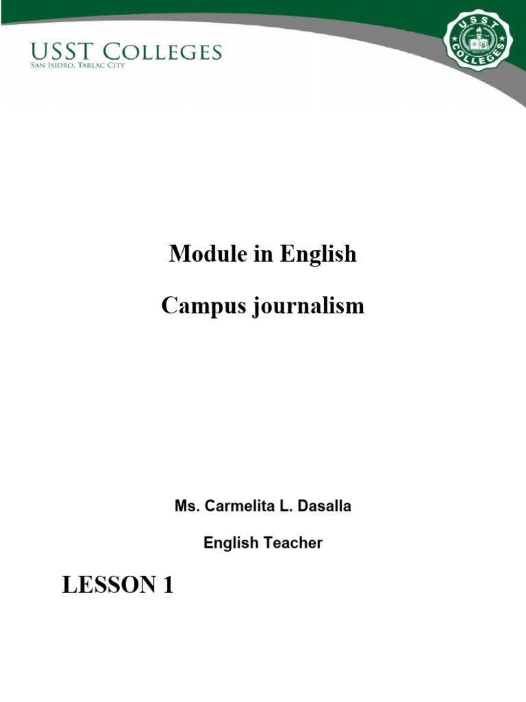 Campus Journalism Module 5 PDF Free | PDF | News