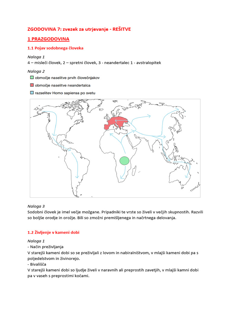 Zgodovina 7 Zvezek Za Utrjevanje Resitve | PDF
