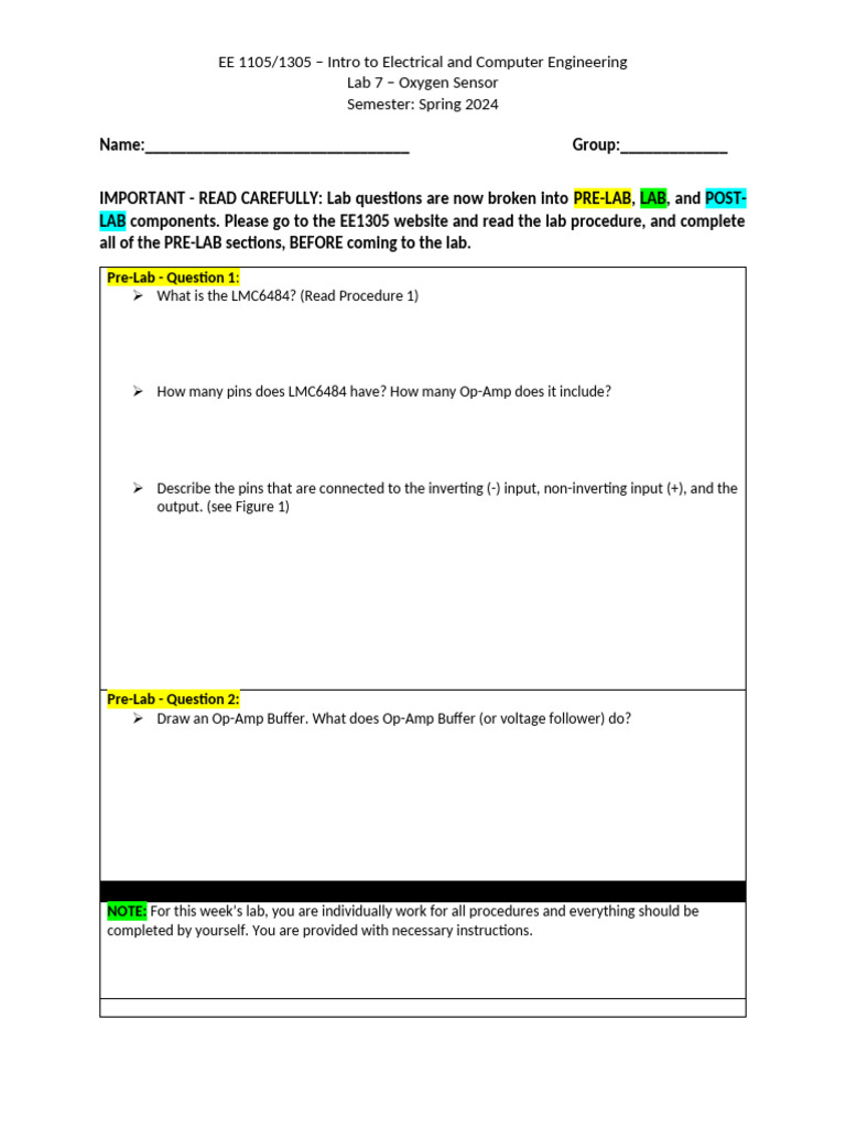 Lab_7_Worksheet_F23 (1) (1) | PDF | Operational Amplifier ...