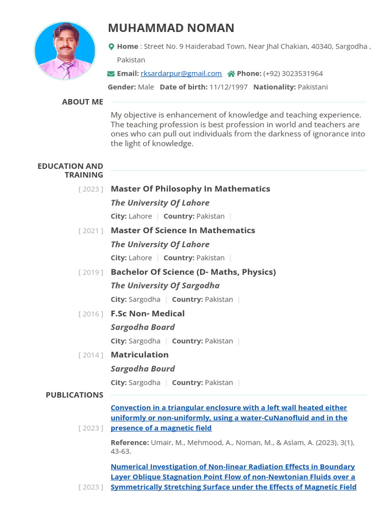 Noman CV Europas | PDF | Physical Phenomena | Continuum Mechanics