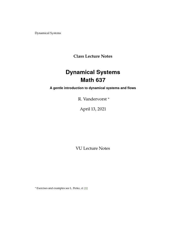 Dynamical Systems Course Notes | PDF | Eigenvalues And Eigenvectors ...