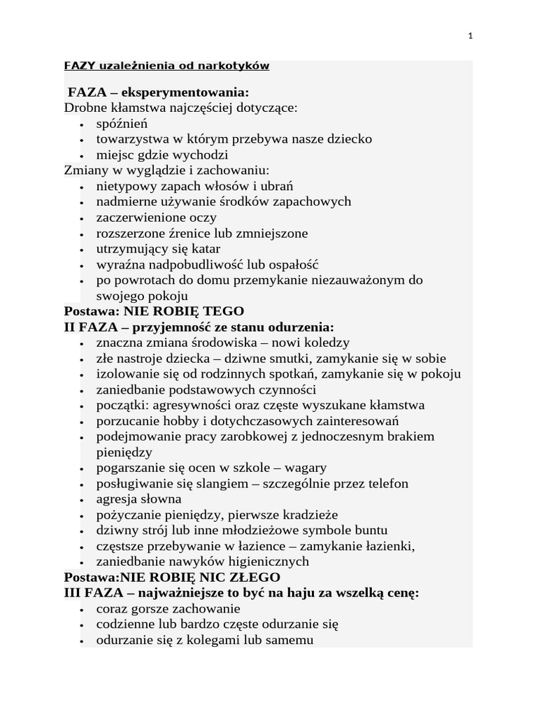 Fazy Uzależnienia | PDF