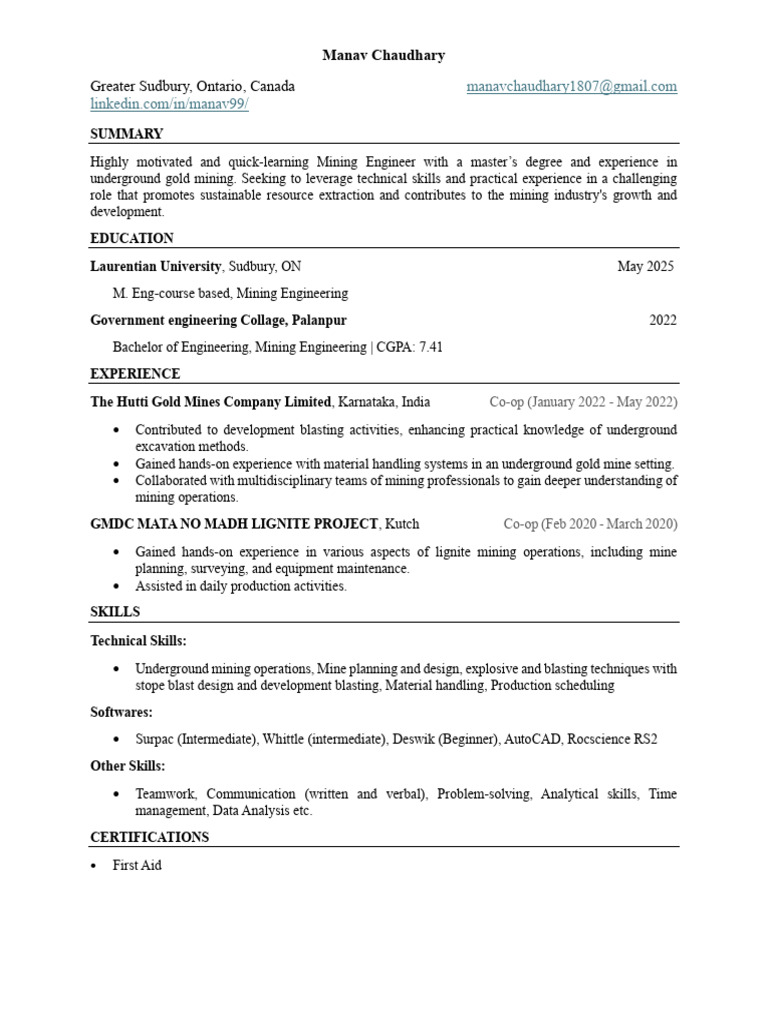 Manav Resume | PDF