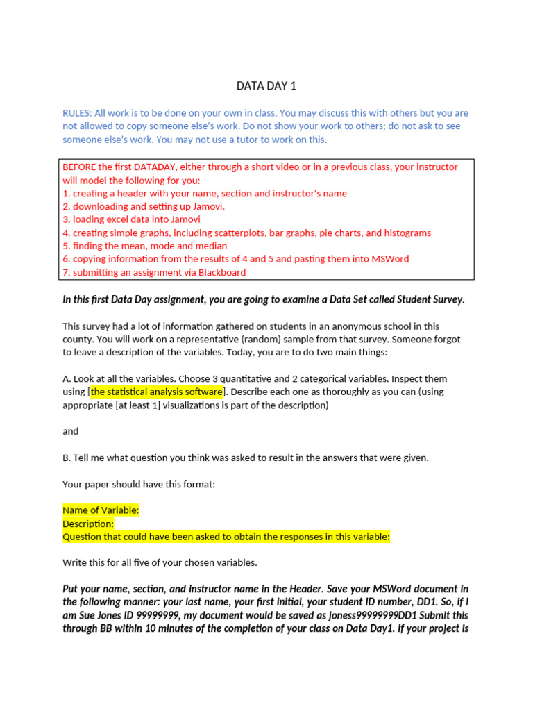 Data Day 1: Student Survey Analysis | PDF | Academic Dishonesty ...