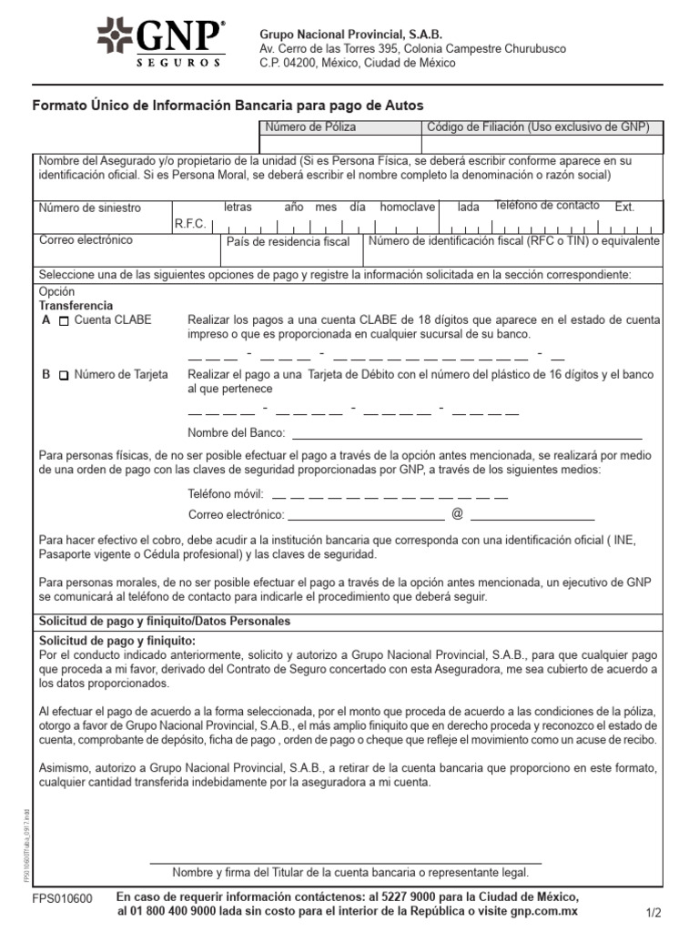 Formato para Pago Autos 2025 | PDF | Póliza de seguros