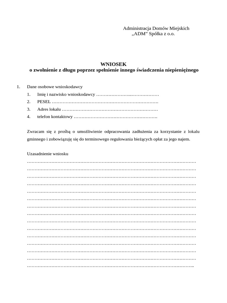 wniosek_o_zwolnienie_z_dlugu_poprzez_spelnienie_innego_swiadczenia_niepienieznego | PDF