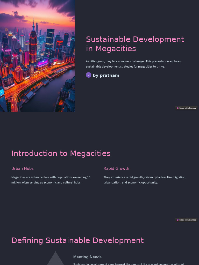 Sustainable Development in Megacities | PDF | Sustainability | Sustainable Development