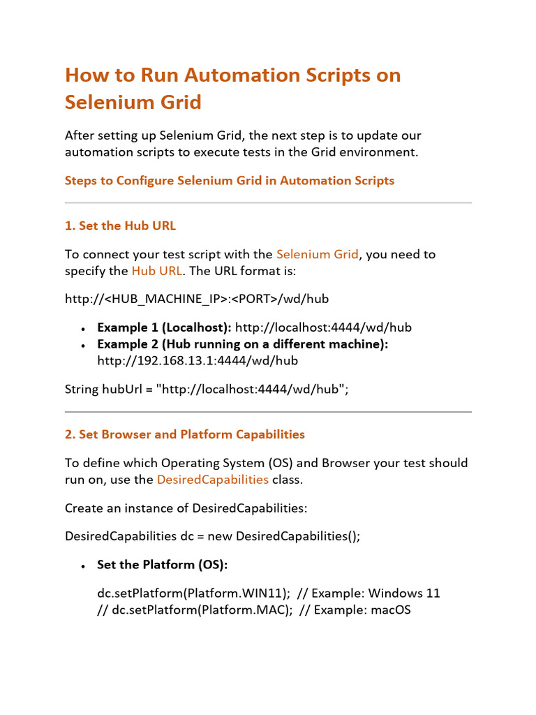 How To Run Automation Scripts On Selenium Grid Pdf Selenium 5002