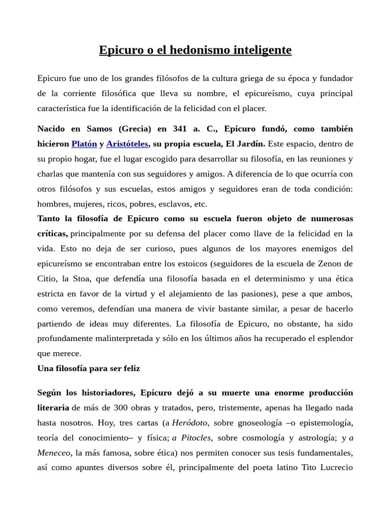 EPICURO | PDF | Placer | Problema del mal