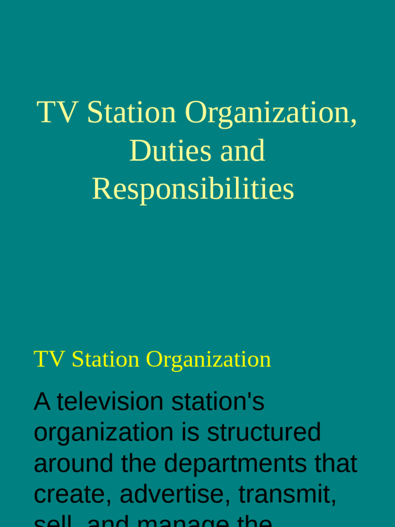 TV Station Organization Duties and Responsibilities | PDF | News ...