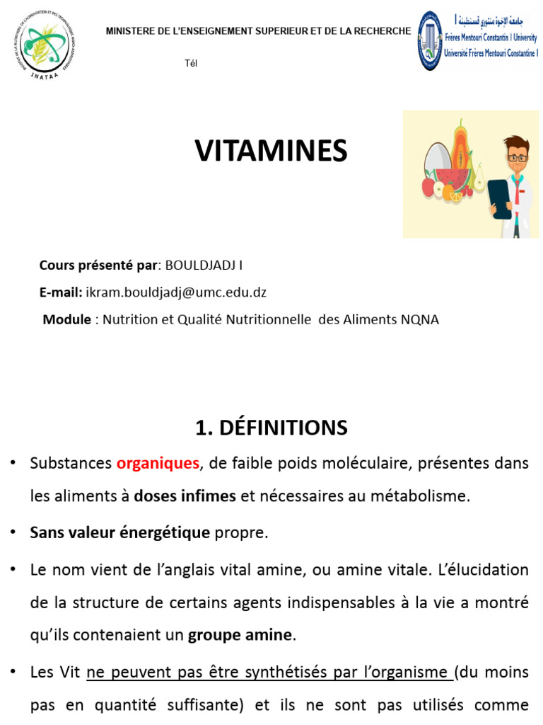 Structure et Rôle des Vitamines | PDF | Vitamine D | Vitamine C