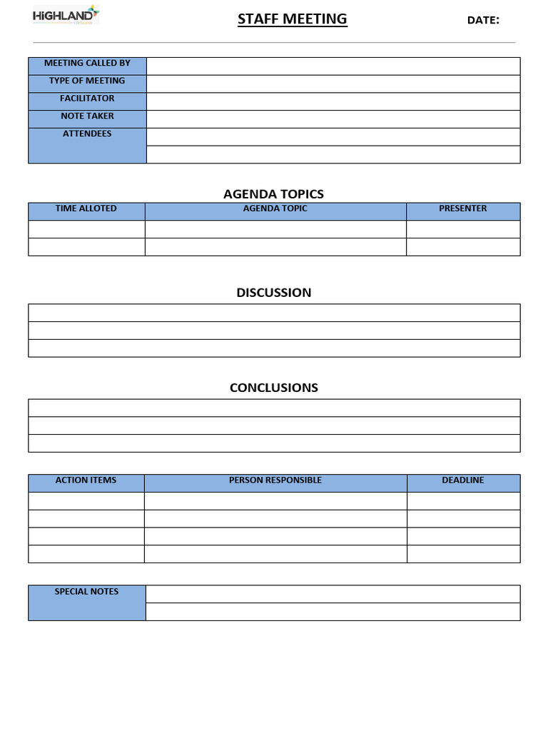 Staff Meeting Form | PDF