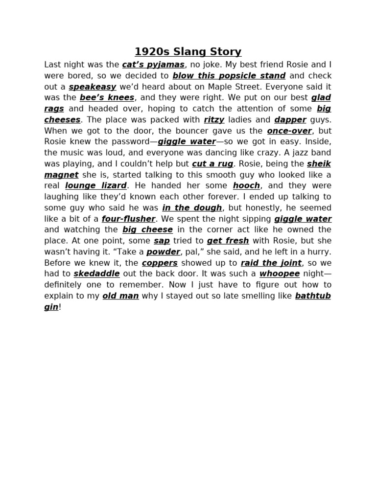 1920s Slang Story | PDF