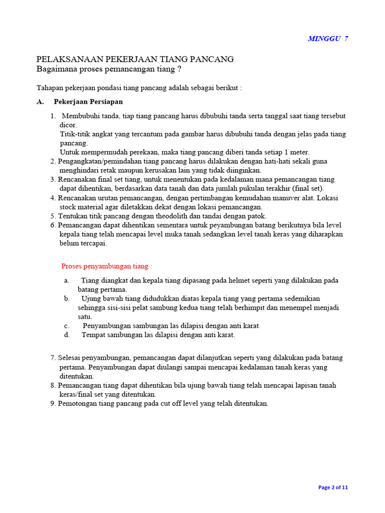 Proses Pemancangan Tiang Pancang | PDF