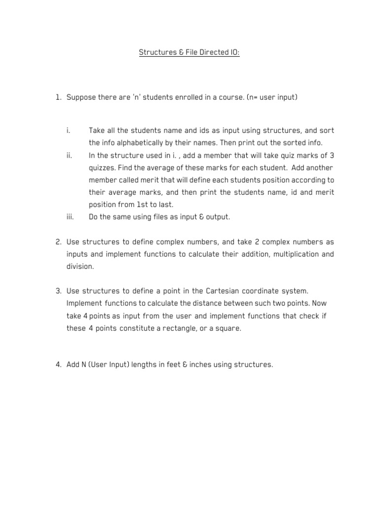 Structure & File IO Problems | PDF | Function (Mathematics) | Computing