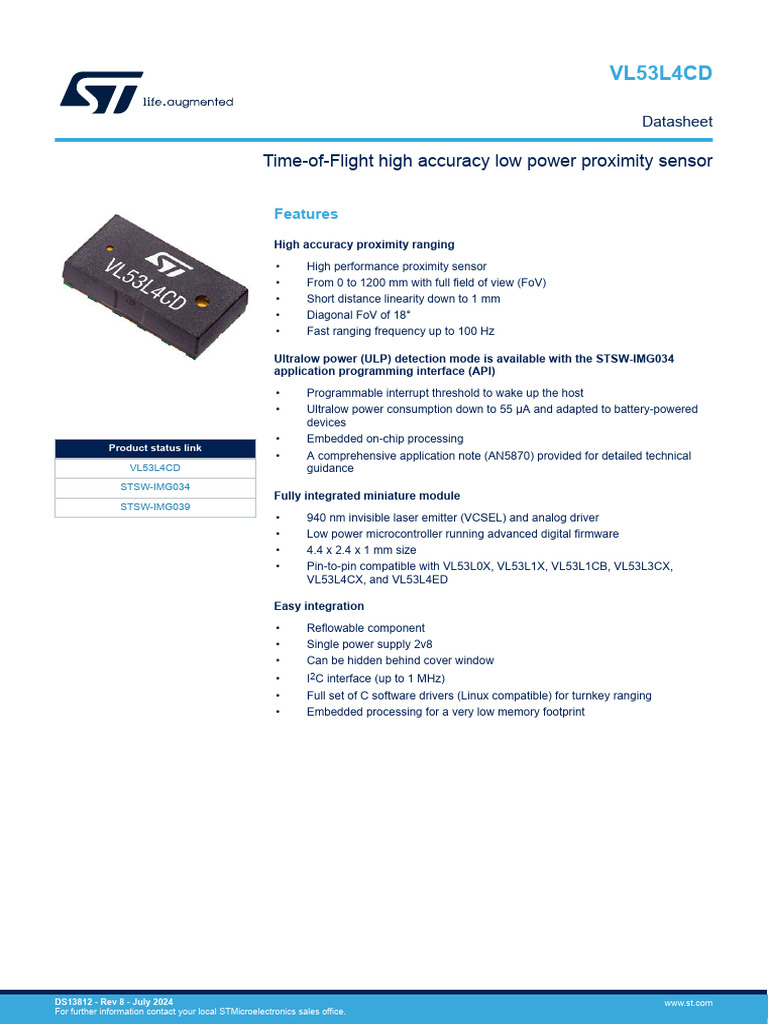 vl53l4cd | PDF | Electrical Engineering | Computer Engineering