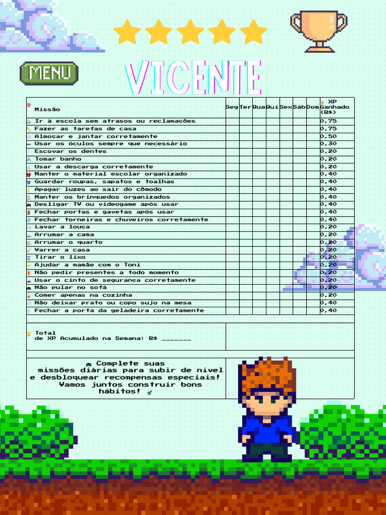 TABELA DE TAREFAS VICENTE | PDF