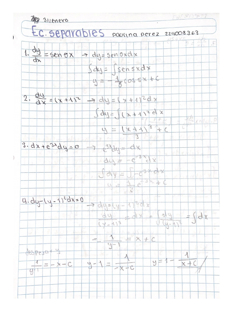 Ecuaciones .Separables | PDF