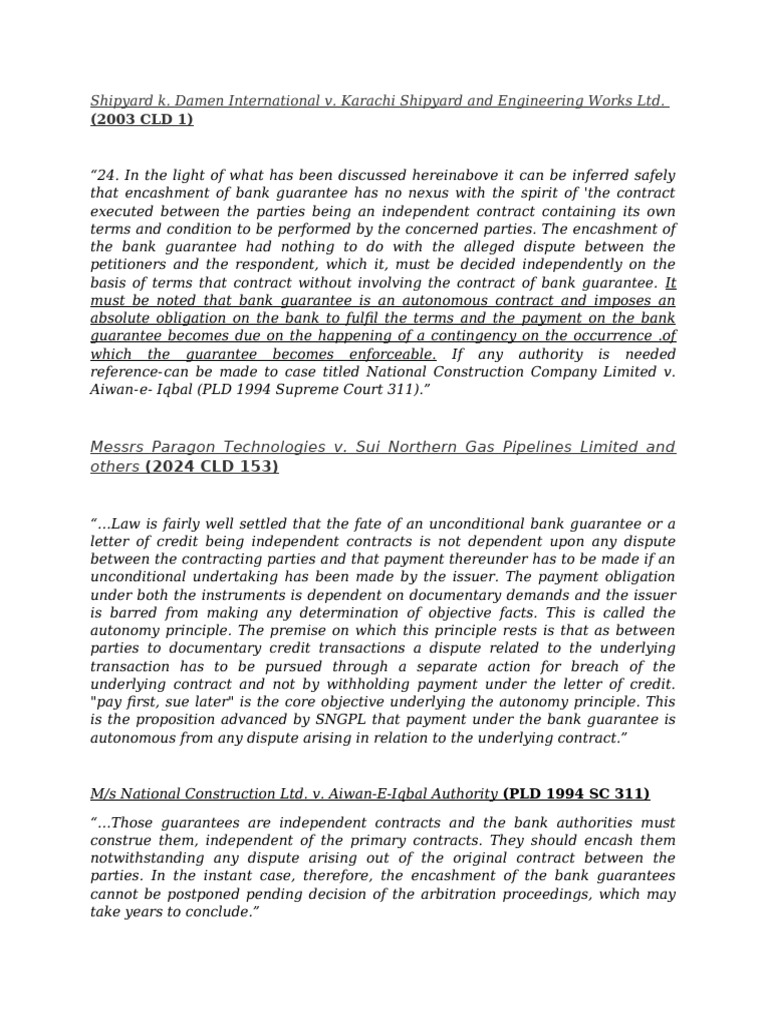 Case Note - LC - Autonomy Principle | PDF | Letter Of Credit | Business Law