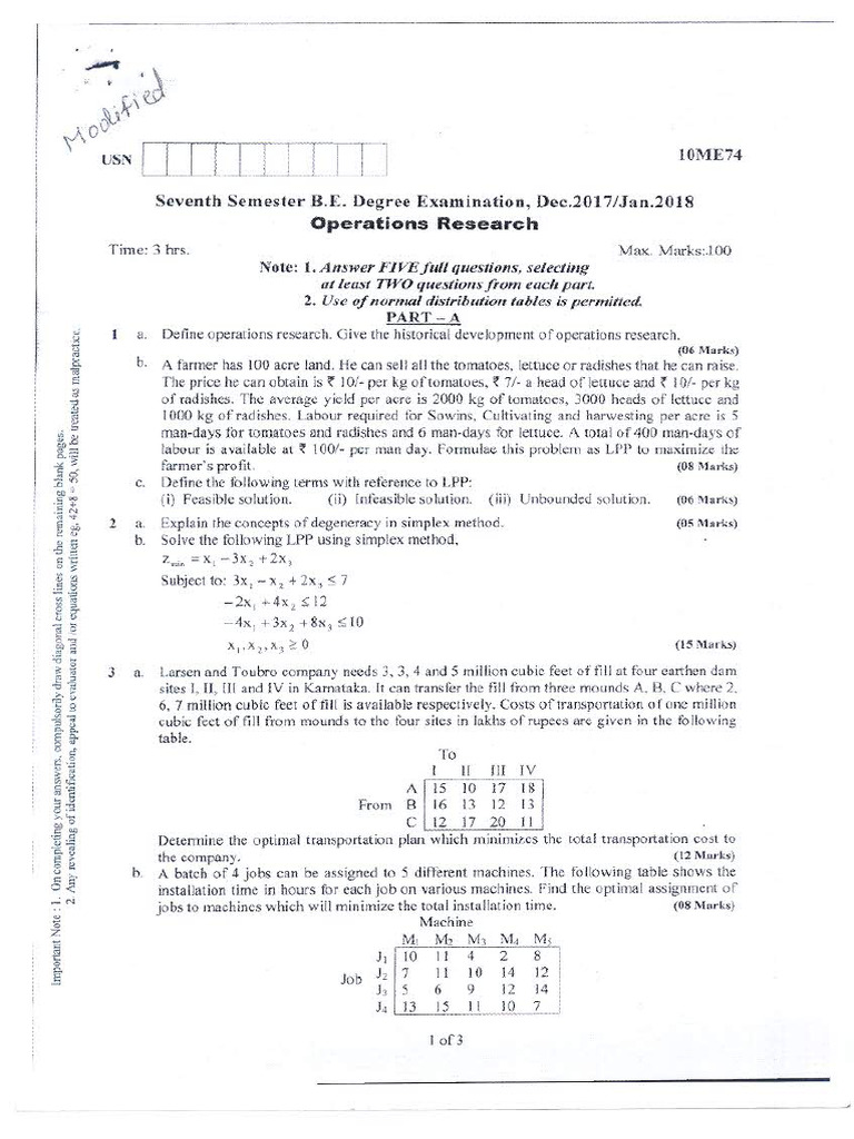 VTU Question Paper With Solution of 10ME74 Operations Research Dec-2017 ...