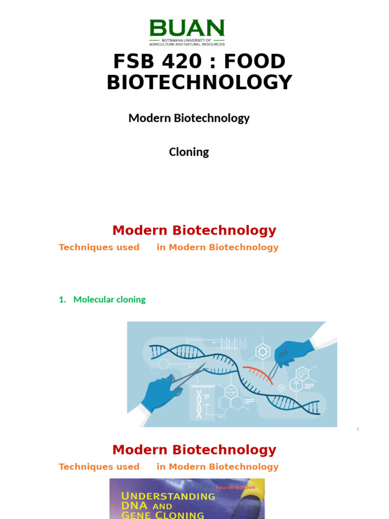 Modern Biotechnology: Cloning Techniques | PDF | Molecular Cloning ...