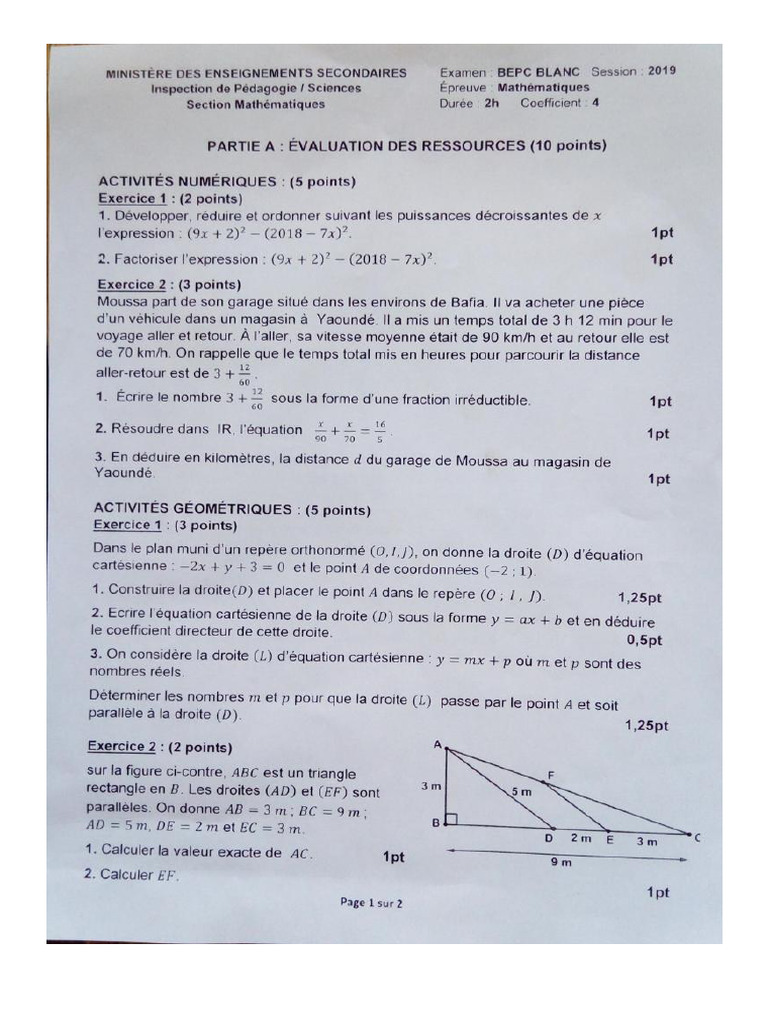 3e bepc zero 2019 | PDF