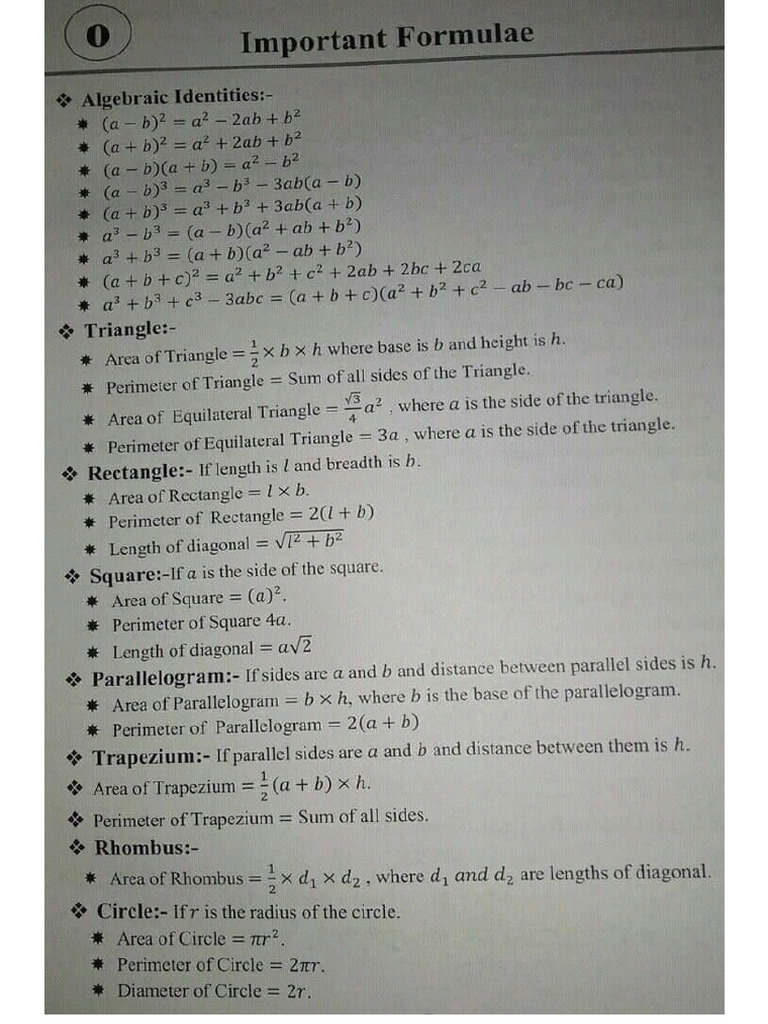 Maths Important Formula For Bihar Police | PDF