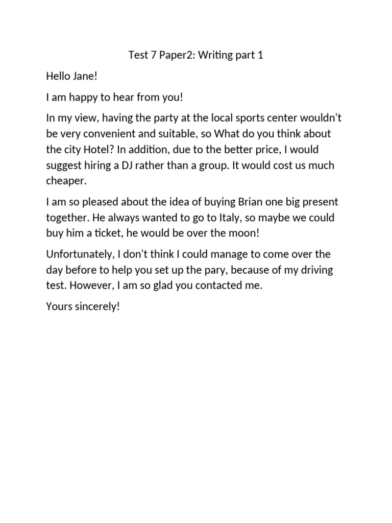 FCE (Test 7 Paper2) Writing Part 1 | PDF