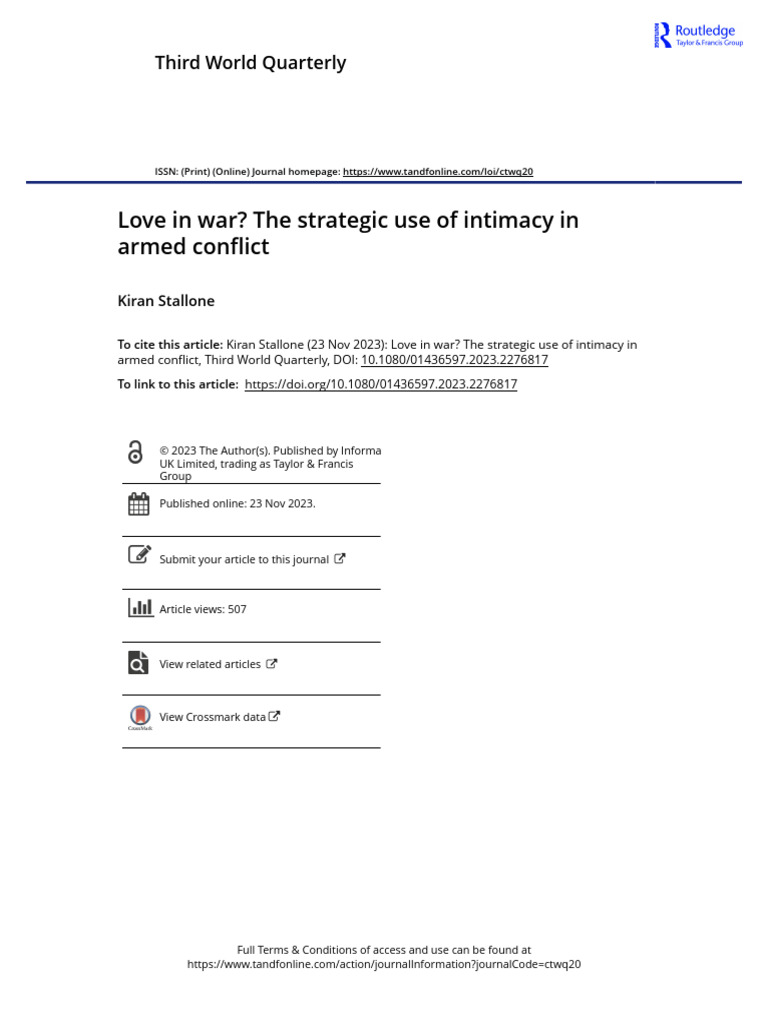 Love in War The Strategic Use of Intimacy in Armed Conflict | PDF ...