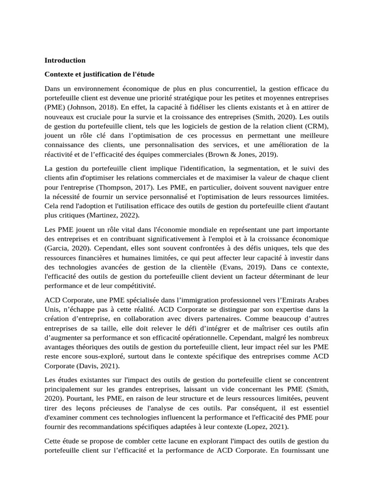 Impact des outils CRM sur les PME | PDF | Gestion de la relation client ...