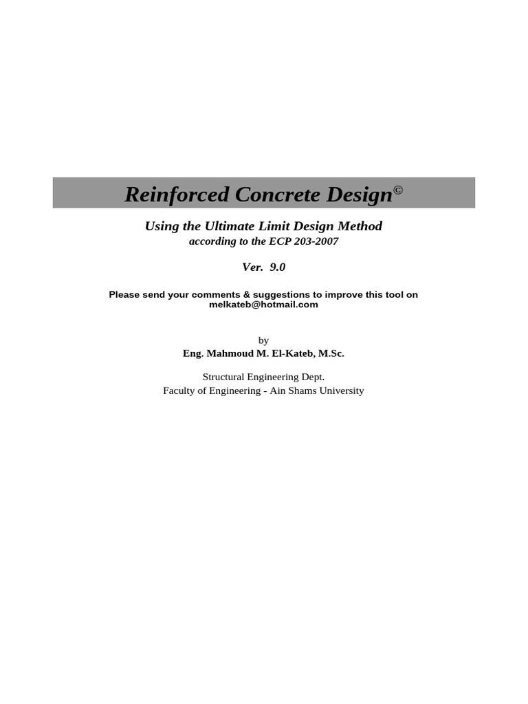 Ultimate Limit Design for Concrete ECP 203 | PDF | Civil Engineering ...