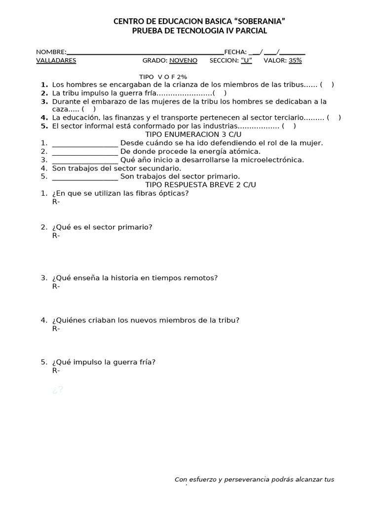 Prueba II Parcial Cs | PDF
