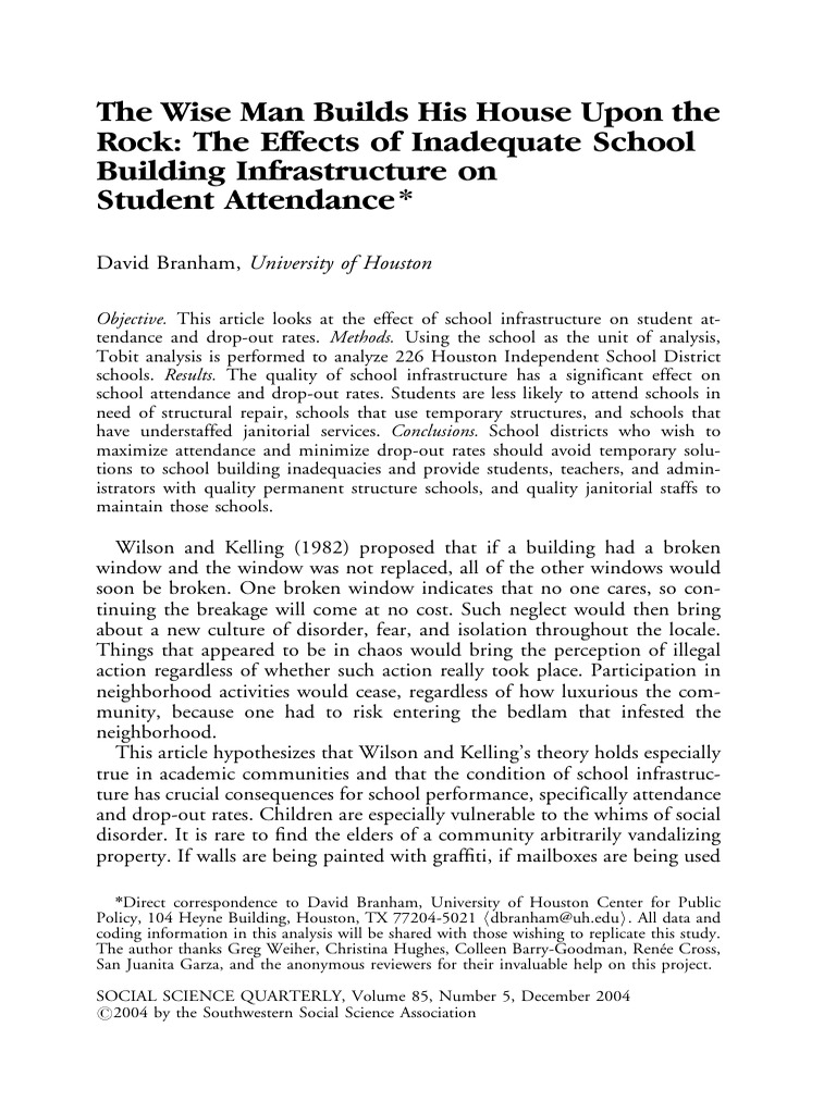 Impact of School Infrastructure on Attendance | PDF | Statistics ...