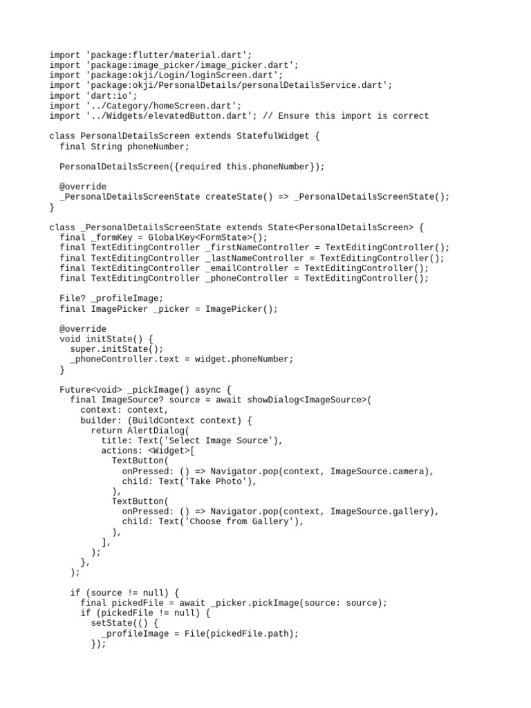 PersonalDetailsScreen Dart | PDF | Computing | Software