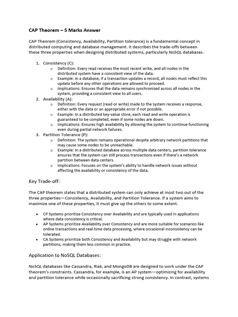CAP Theorem | PDF | Databases | No Sql
