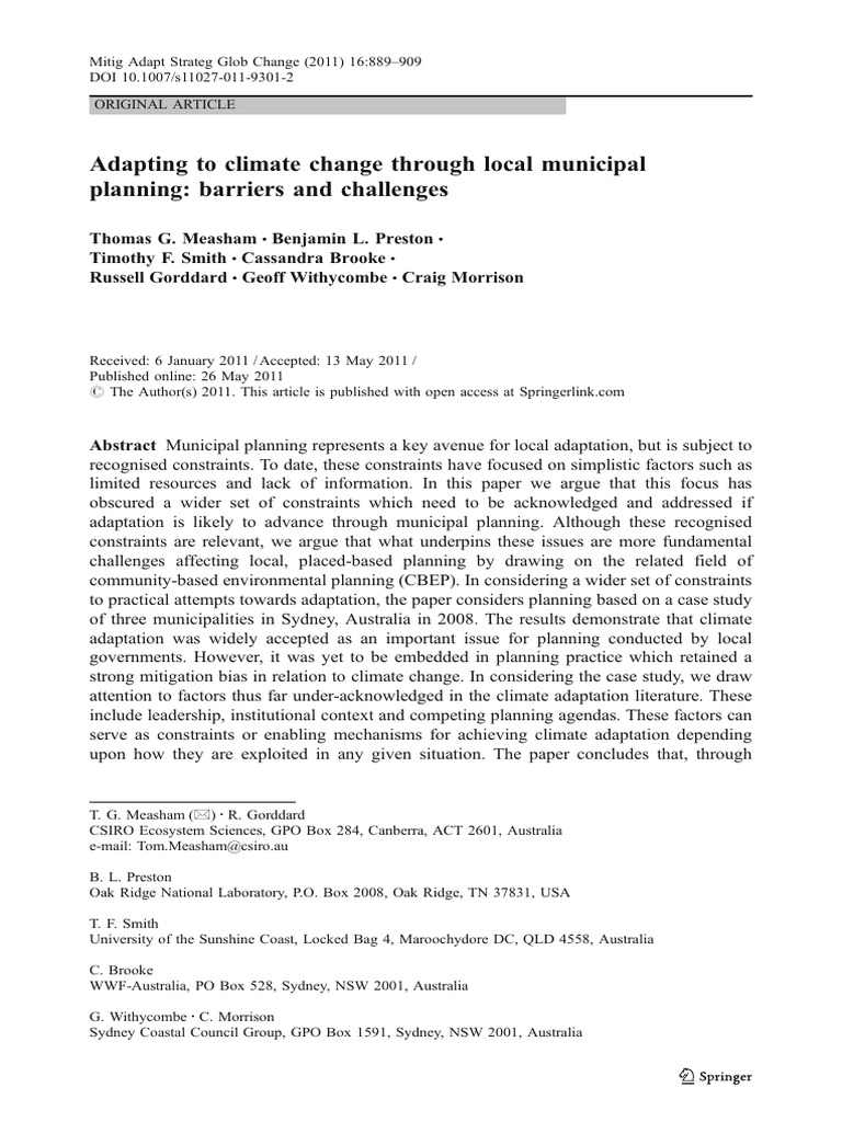 Example of Adaptation in Sydney | PDF | Climate Change Mitigation ...