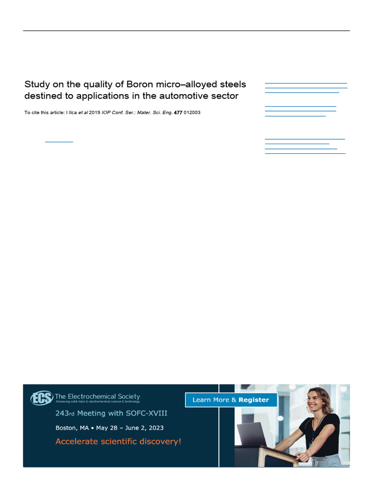 Study On The Quality of Boron Micro-Alloyed Steels | PDF | Steel | Alloy