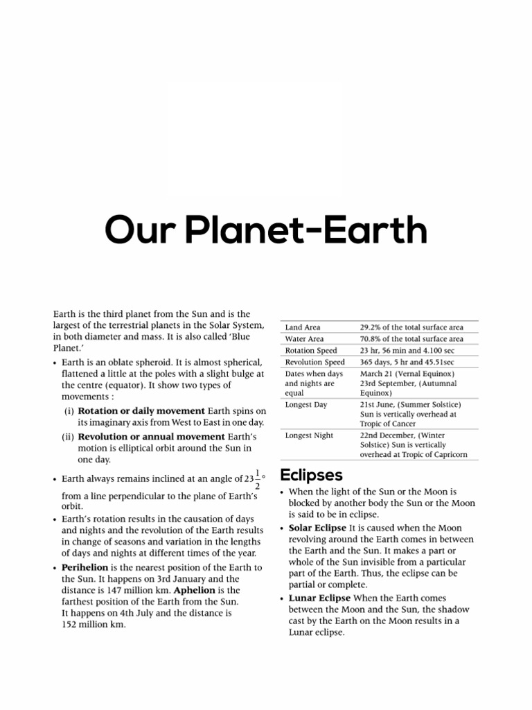Our Planet Earth. Our Planet Earth. Our Planet Earth | PDF